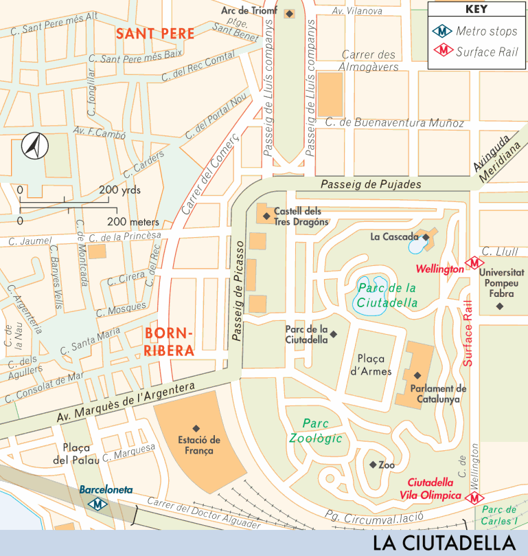 Map of La Ciutadella and Barceloneta | La Ciutadella and Barceloneta ...