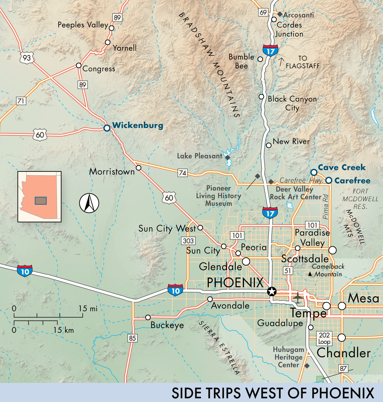 Map of Side Trips Near Phoenix | Side Trips Near Phoenix | Fodor's ...